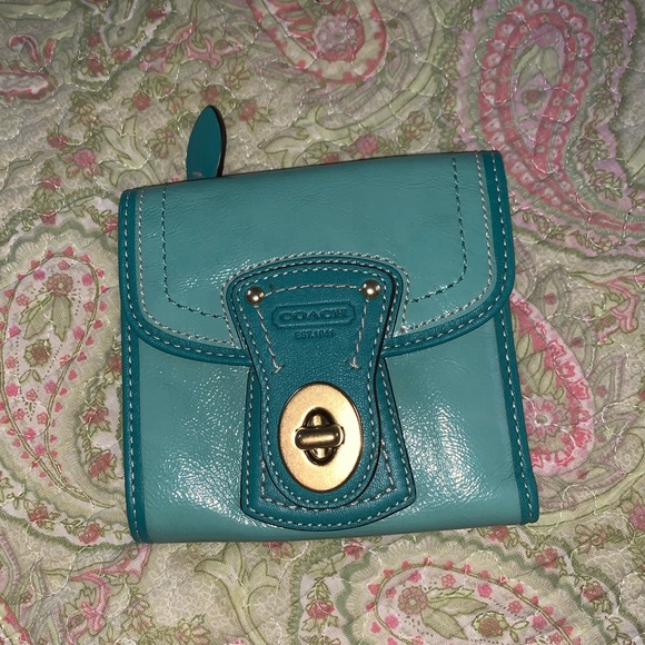 Coach | Bags | Coach Trifold Wallet In Teal | Poshmark